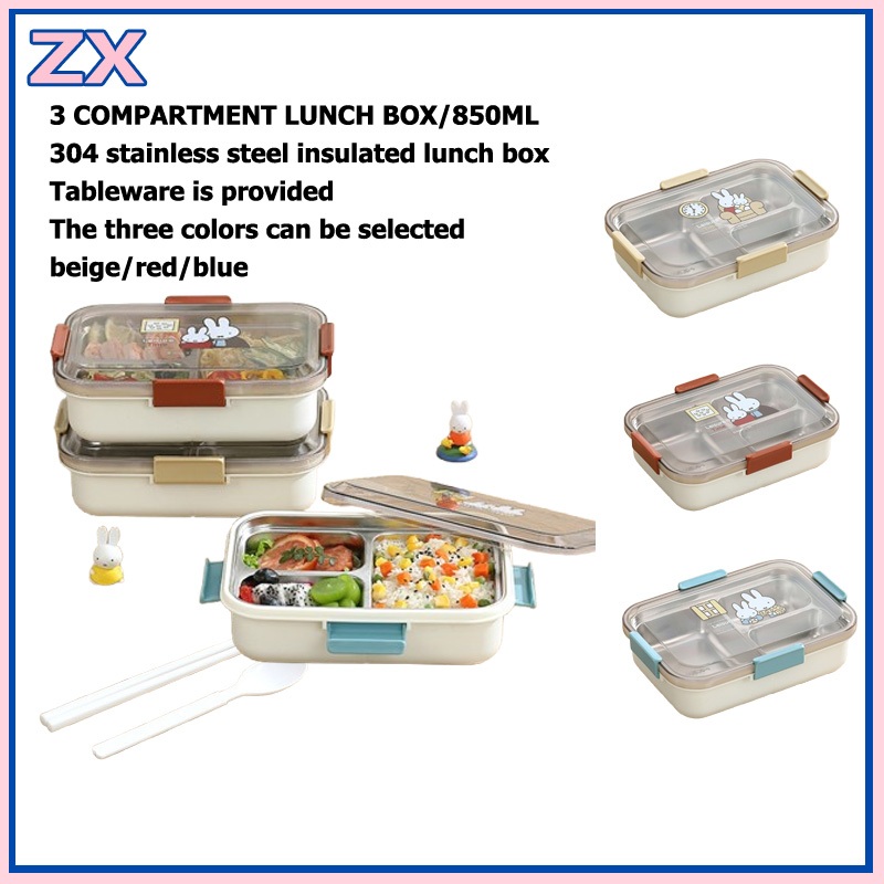 Miffy 3 Compartments 304 Stainless Steel Insulated Lunch Box Lunch Box Lunch Box | Shopee Singapore