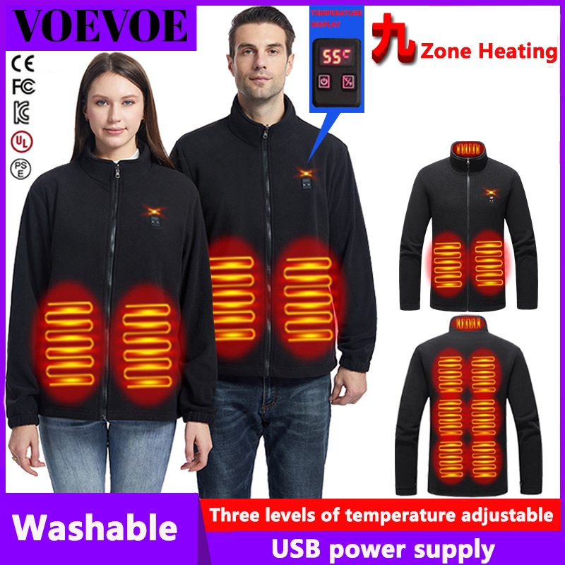 【VOEVOE】Women's Men Fleece Heated Jacket, Heating Fast Electric Heating ...