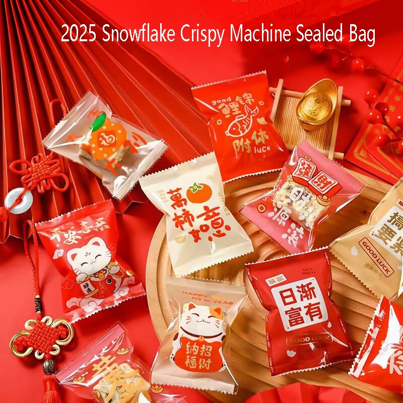 2025 CNY 100 Pcs Snowflake Crispy Packaging Bag Candy Nougat Bags ...