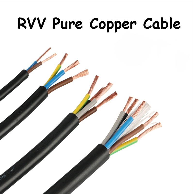 RVV Power Cord 2/3/4/5 Cores 20/17/15/13/11/9AWG PVC Sheathed Pure ...