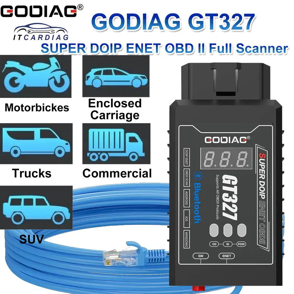 GODIAG GT327 SUPER DOIP ENET ELM327 v1.5 Bluetooth 4.0 OBDII Scanner ...
