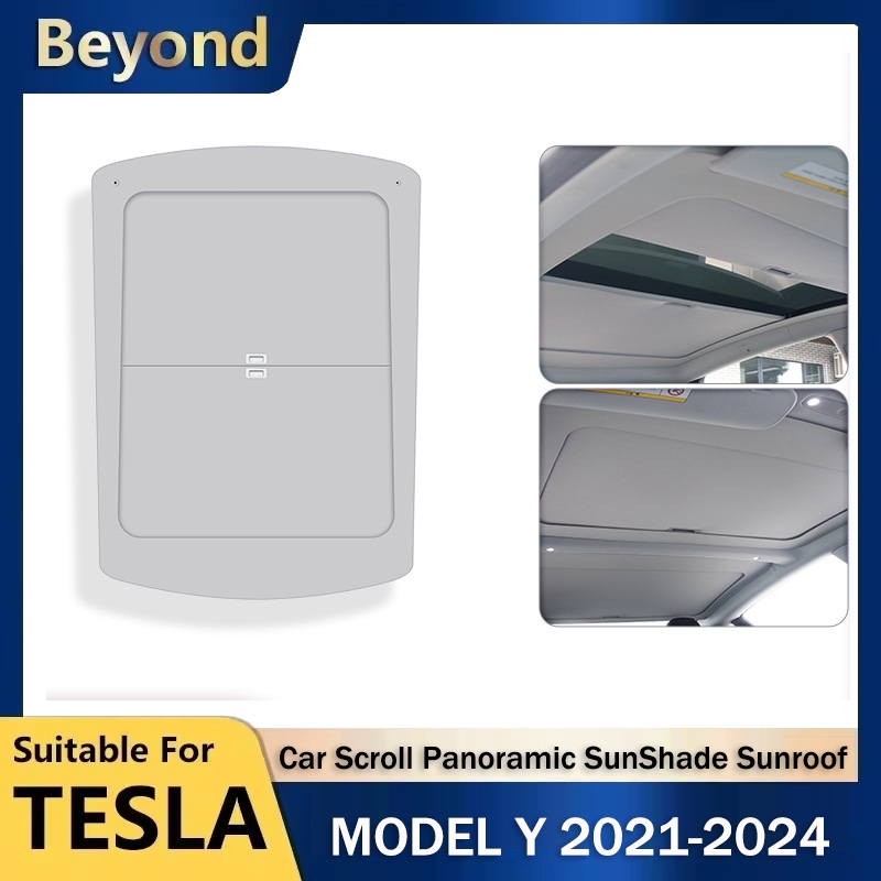 For Tesla Model Y Upgrade Car Scroll Panoramic Sun Shades Glass Roof ...