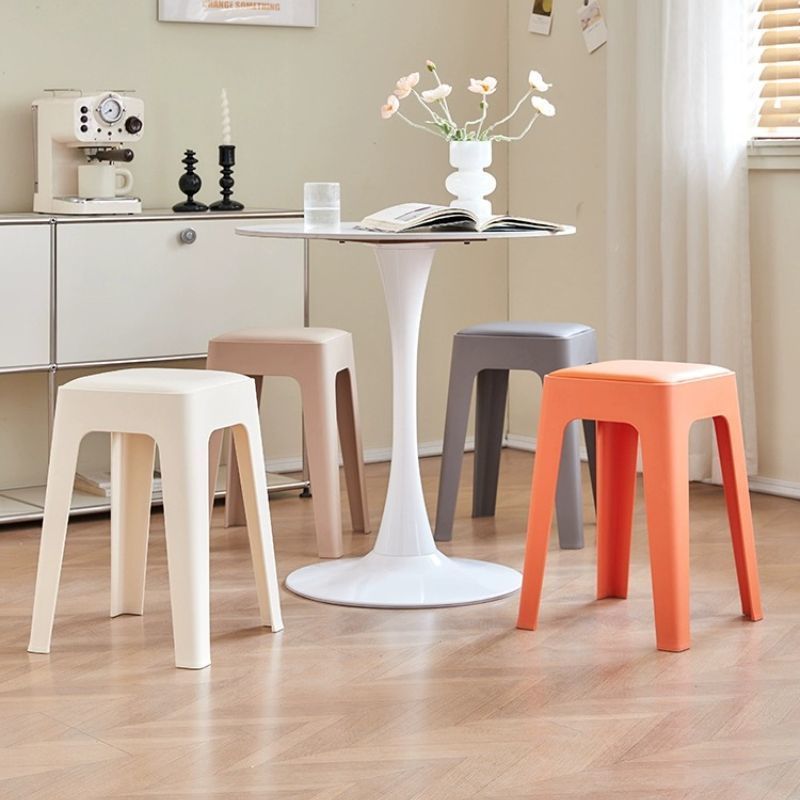 【SG Seller】Stackable Plastic Stool With Cushion Dining Chair Set of ...