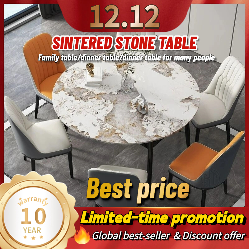 {24 Hours Delived} Extendable Round Dining Table and Chair Set 6-8 Seat ...