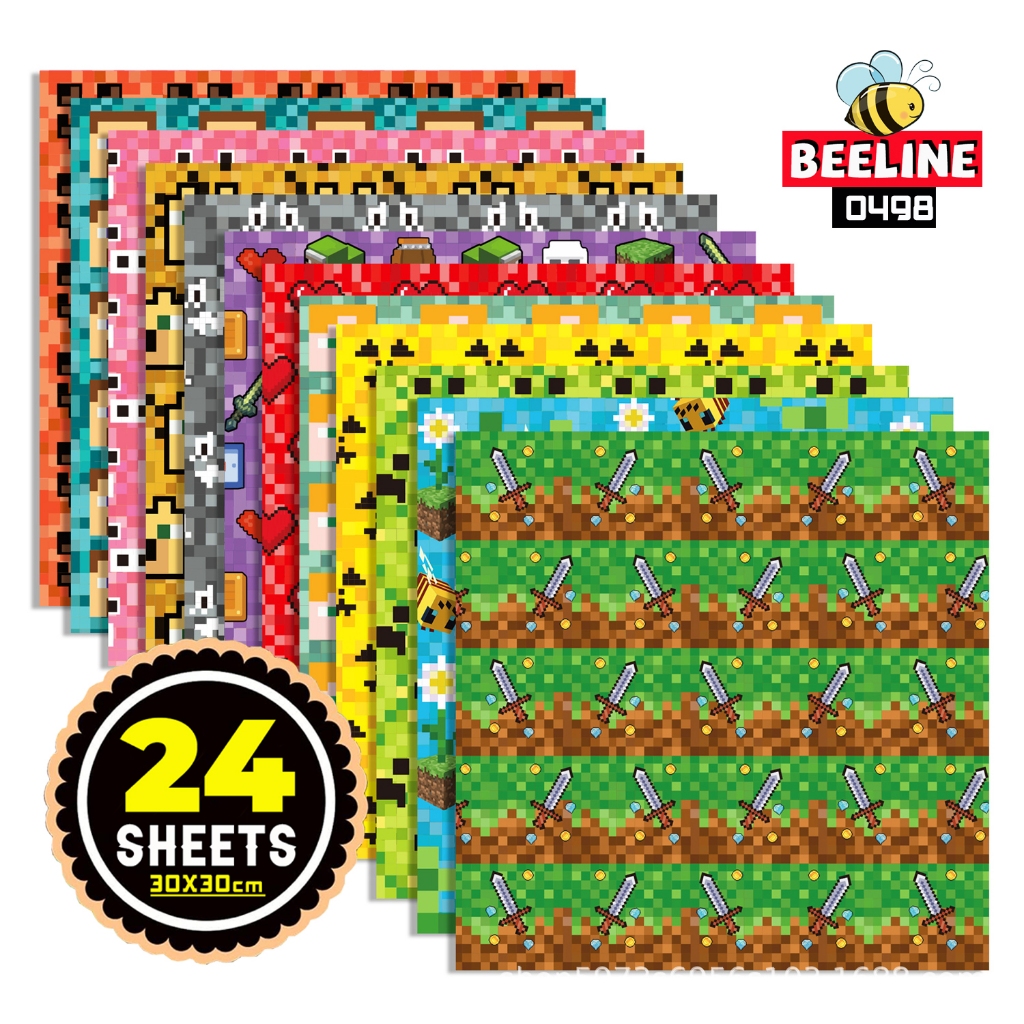 Beeline 24 Sheets Wrapping Paper 30cm Origami Minecraft Scrapbook Scrap ...