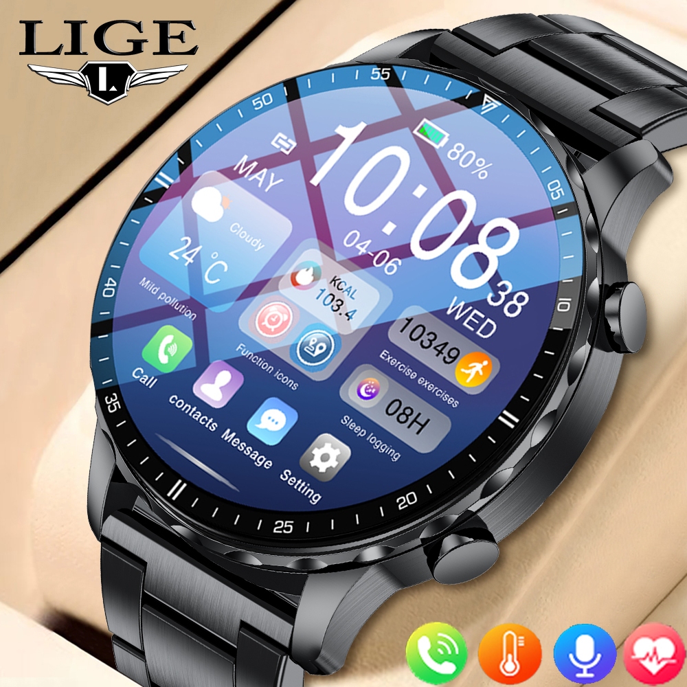LIGE Smart Watch Original Men Blood Oxygen Health Monitor Watches AI Voice Assistant Bluetooth ...
