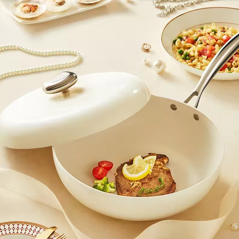 30cm Non-Stick Flat Bottom Wok Frying Pans Cooking Pot Stir Fry Woks ...