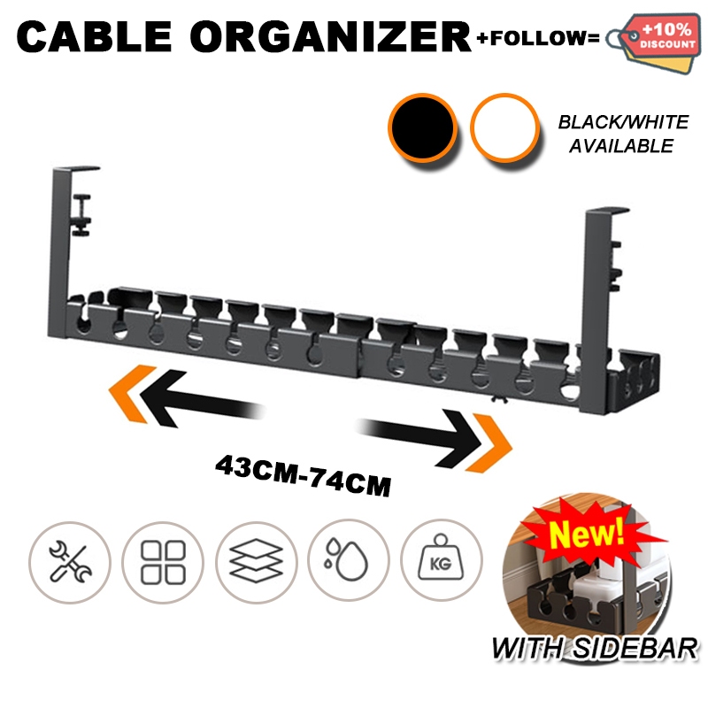 [1-2 Day Delivery]Under Desk Cable Organizer-Cable Management Tray ...