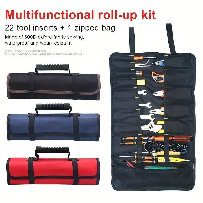 Roll Tool Bag Large Size Wrench Roll Up Portable Pouch Bag 22 Pockets ...
