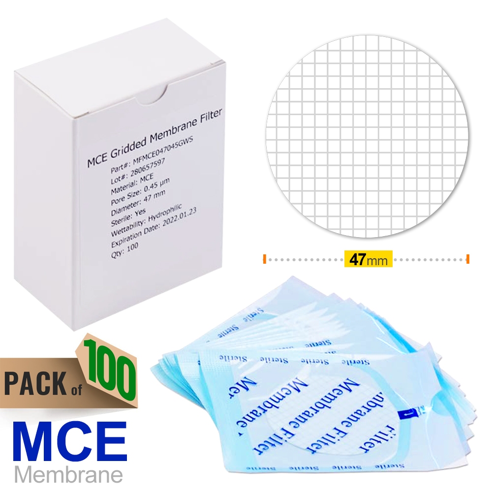 MCE Gridded Membrane Filter Sterile, 47mm Diameter and 0.45um Pore Size ...