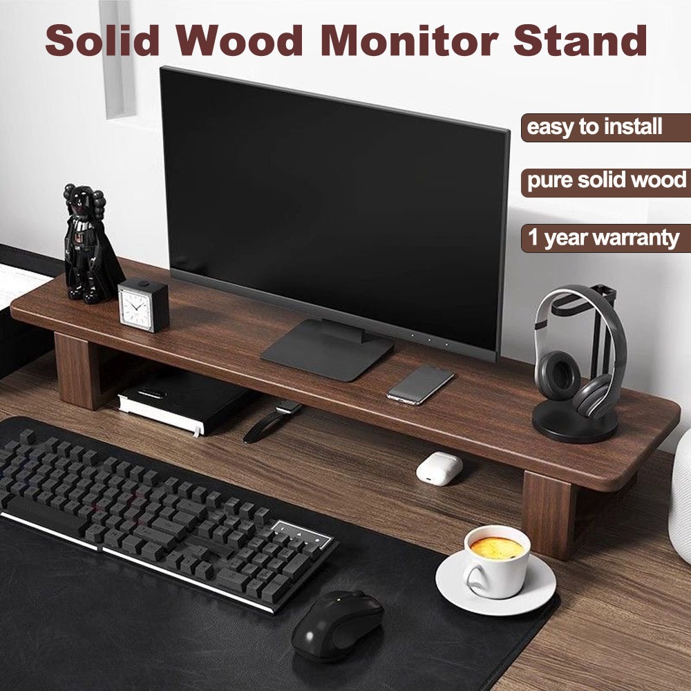 Solid Wood Monitor Stand Monitor Rack Laptop Stand Desktop Monitor ...