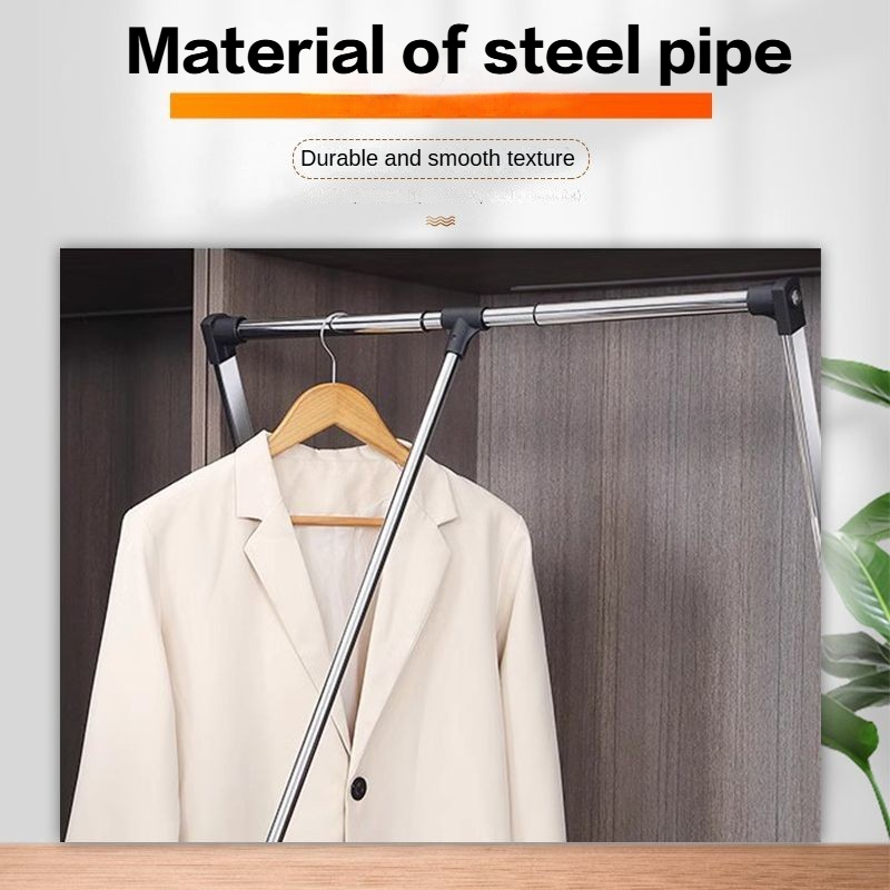 Drop-down Clothes Pole Cloakroom Wardrobe Lifting Clothes Pole Buffer ...