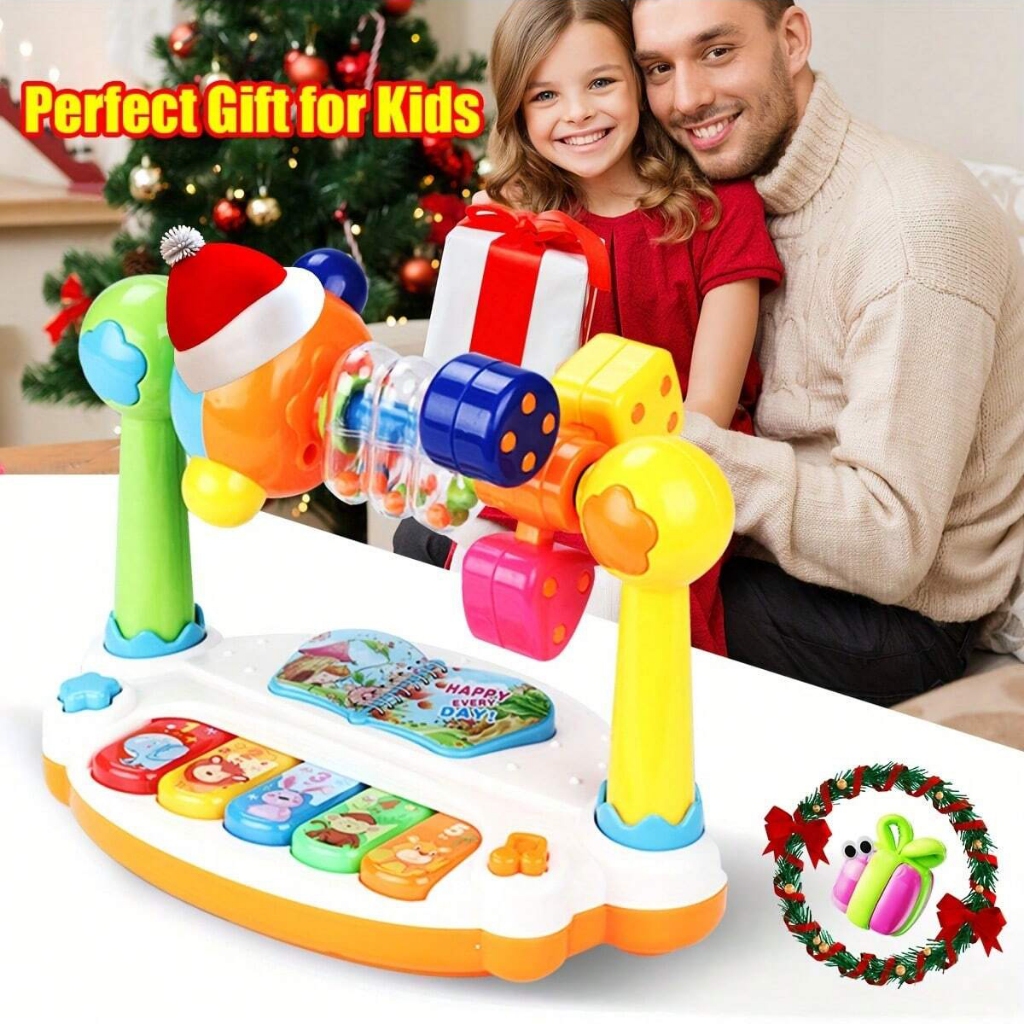 Baby Piano Toys Kids Rotating Music Piano Keyboard with Light Sound ...