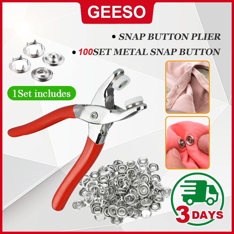 GEESO Snap Button Plier Metal Snap Button Set Five-Claw Snap Button ...