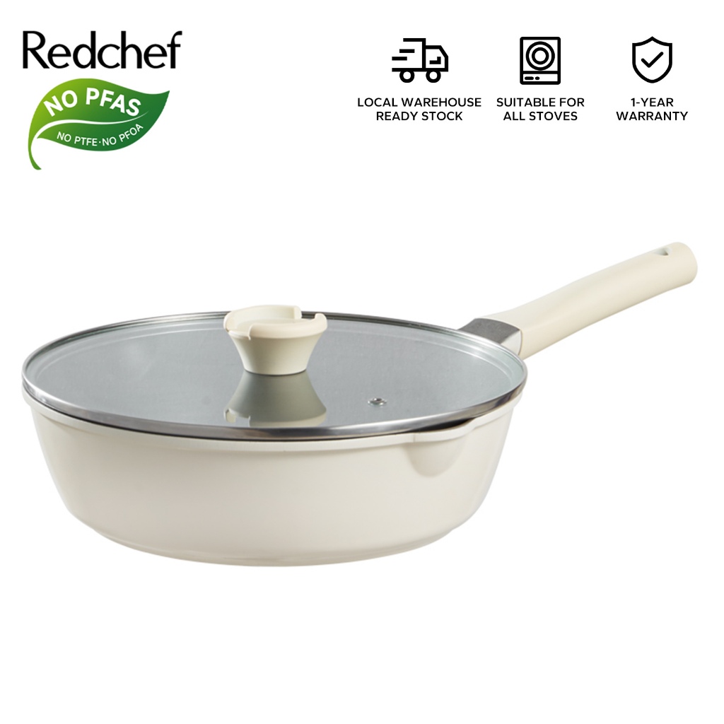 Redchef Nonstick Ti Ceramic Deep Skillet Frying Pan Wok with lid No ...