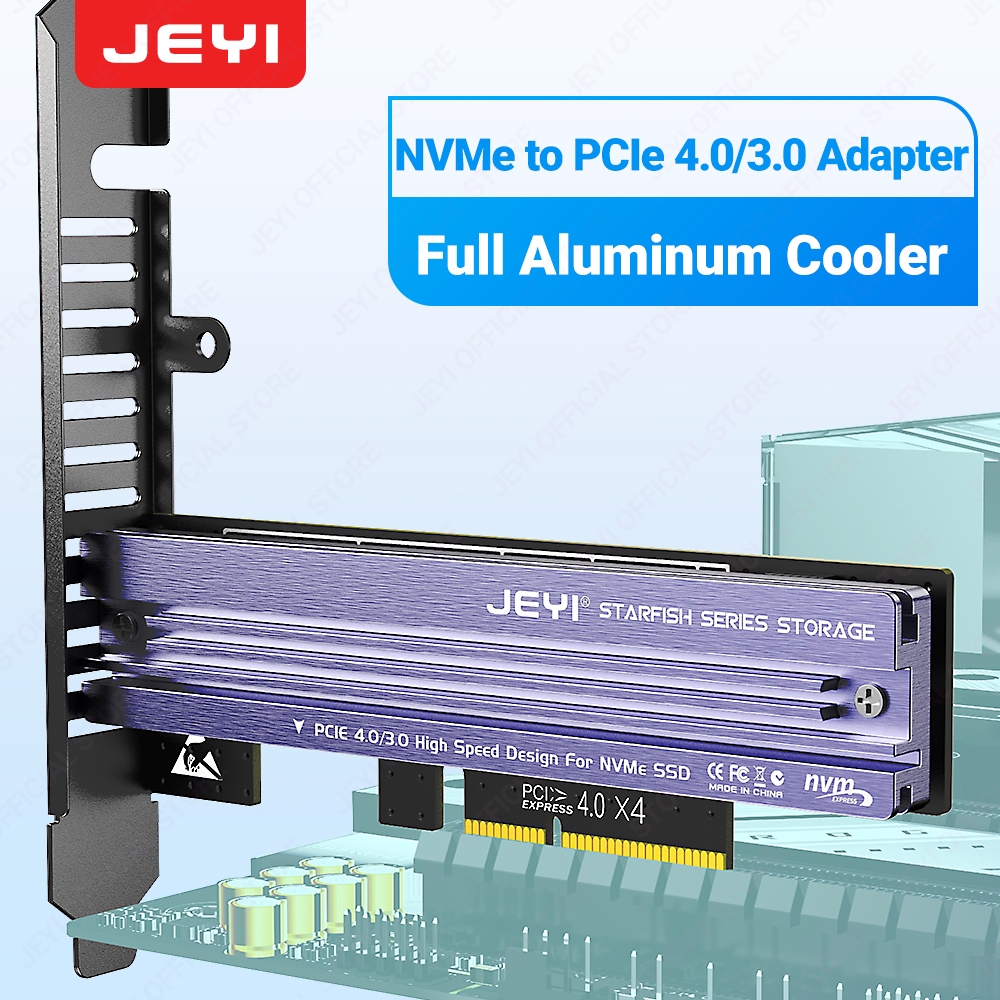 JEYI M.2 NVME to PCIe 4.0 3.0 Adapter With Aluminum SSD Heatsink, NVMe 64Gbps Gen4 PCIE X4 X8 ...
