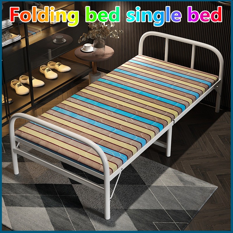 Folding bed single bed home portable iron bed Simple Noon Break Bed ...