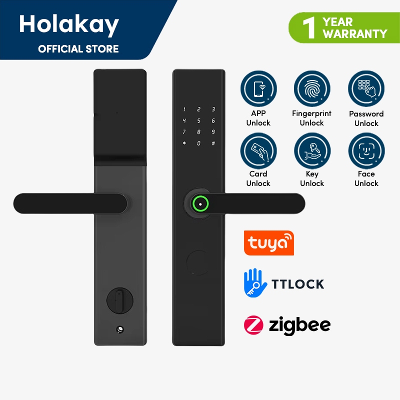 Holakay TTLock Tuya Zigbee Smart 3D Face Recognition 6068 Mortise Biometric Fingerprint Indoor ...