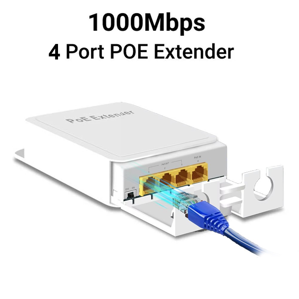 4 Port 1000Mbps POE Repeater 1 To 3 Network Switch PoE Extender for IPC ...