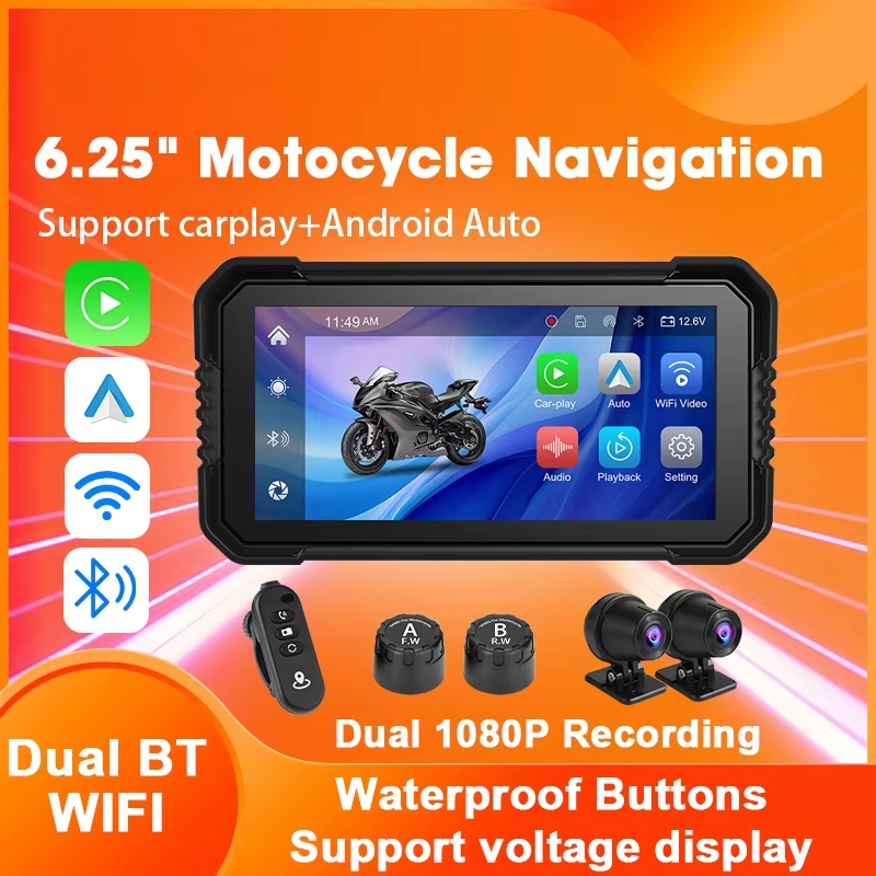 Portable 6.25 inch IPX7 Waterproof Motorcycle GPS Navigation Wireless ...
