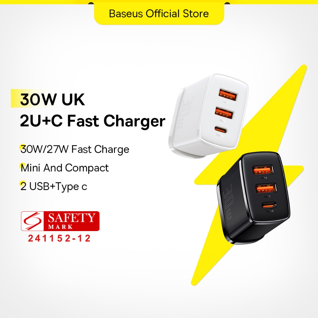 Baseus 30W PD Fast Charging 2USB Type C Charger Quick Charger Adapter ...