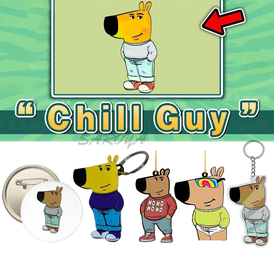 Chill Guy Novelty Keychain Acrylic Keyring Ornament Expression Pendant ...