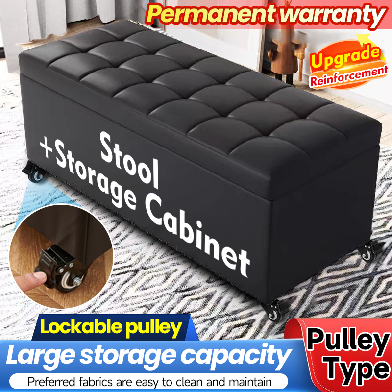 🔥SG Ship In 12 Hour🔥2025 Upgrade 120cm Leather Brown/Black Ottoman ...