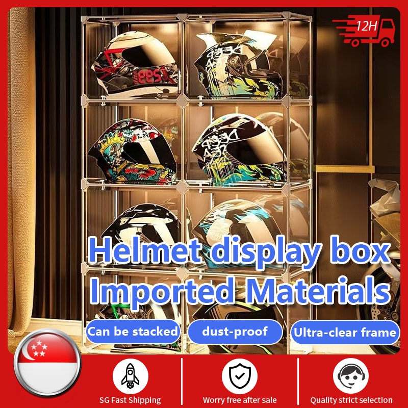【SG SPOT】Helmet Display Box Helmet Storage Box Magnetic Helmet Storage ...
