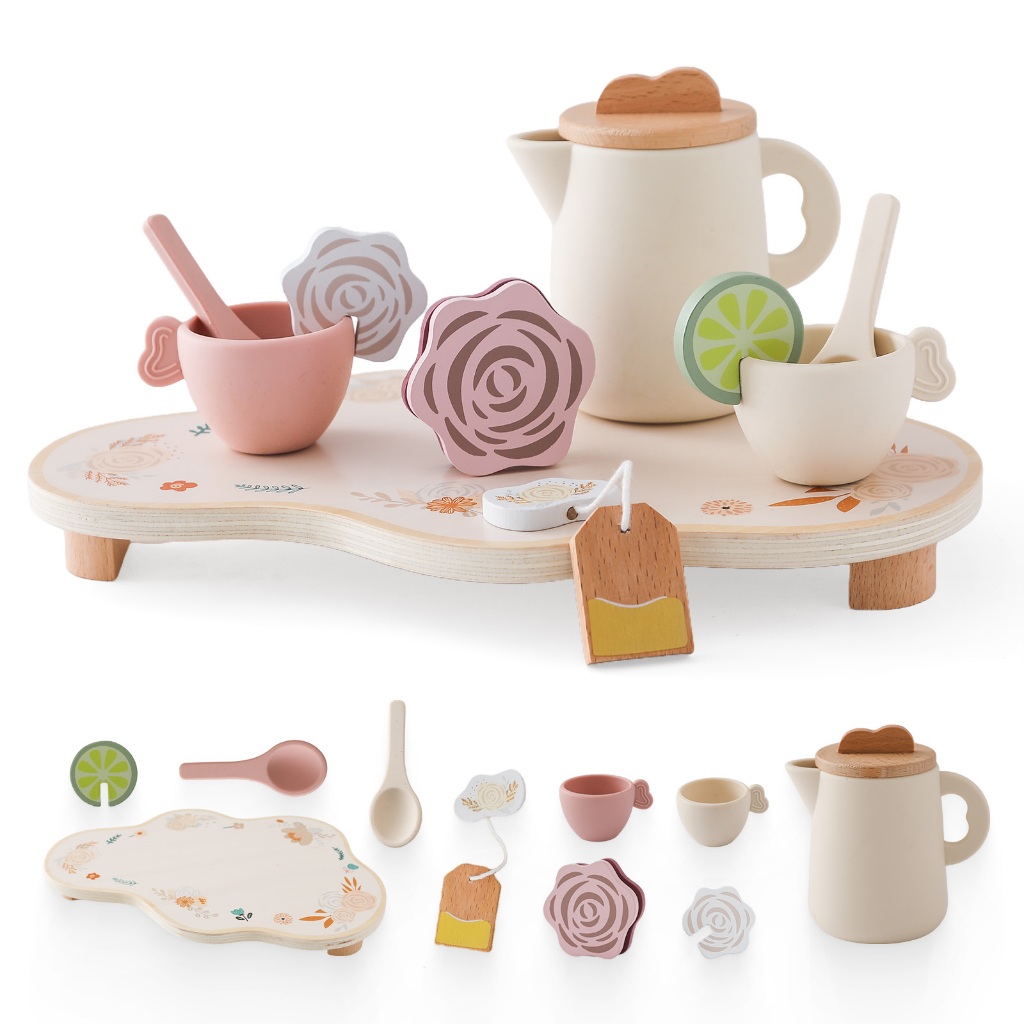 Tea Party Set for Children With Silicone Teapot Cups Carrying Tray ...