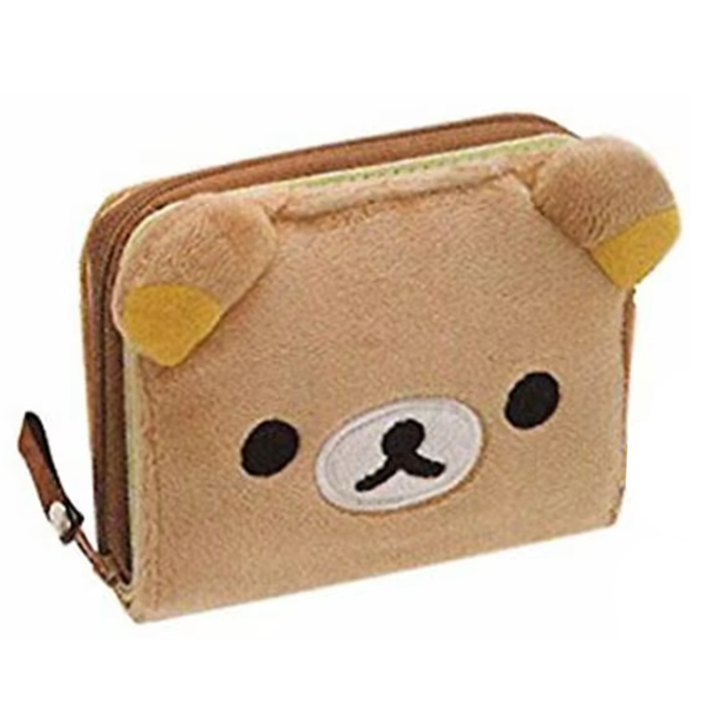 Rilakkuma Plush Wallet Purse Cartoon Bear Face Cute Small Short Wallets ...