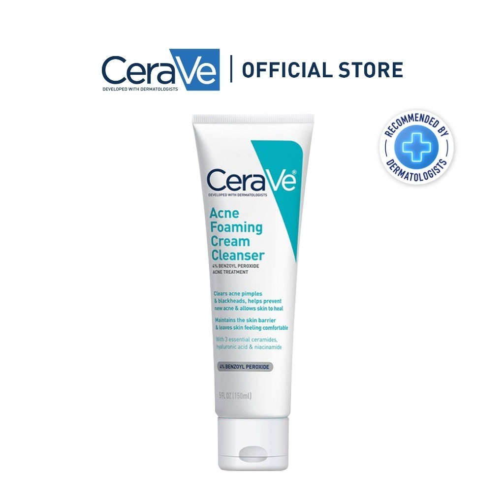 Cera.Ve Acne Foaming Cream Cleanser 150ml Facial Cleansing Grease and ...