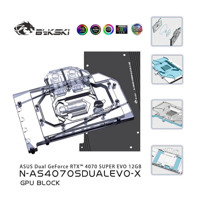 BYKSKI FULL COVERAGE GPU WATER BLOCK AND BACKPLATE FOR ASUS DUAL ...
