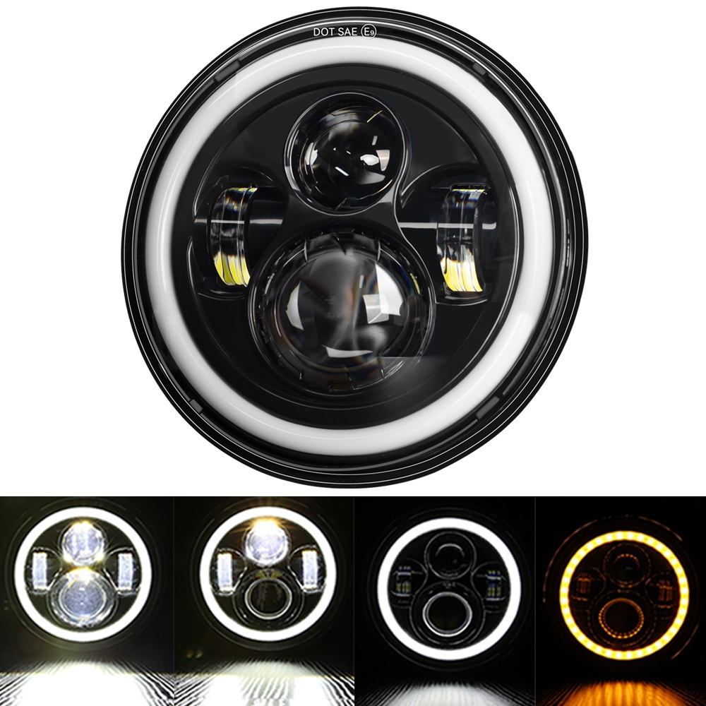 7Inch Led DRL Headlight With Halo Angel Eyes For Truck 4x4 off-road ...