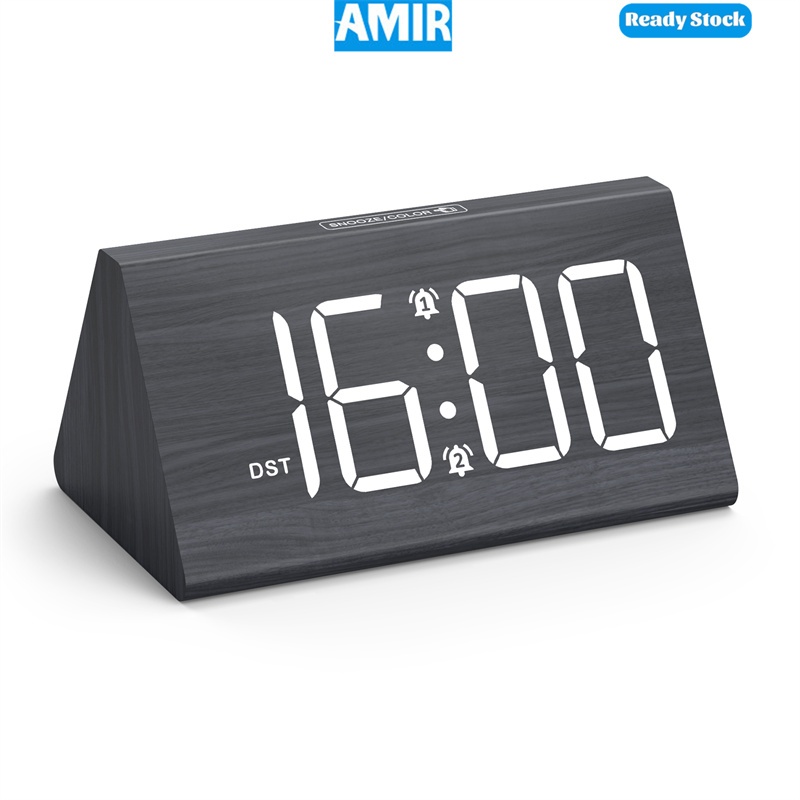 AMIR LED Wooden Alarm Clock Fashion Digital Clock with Colorful ...