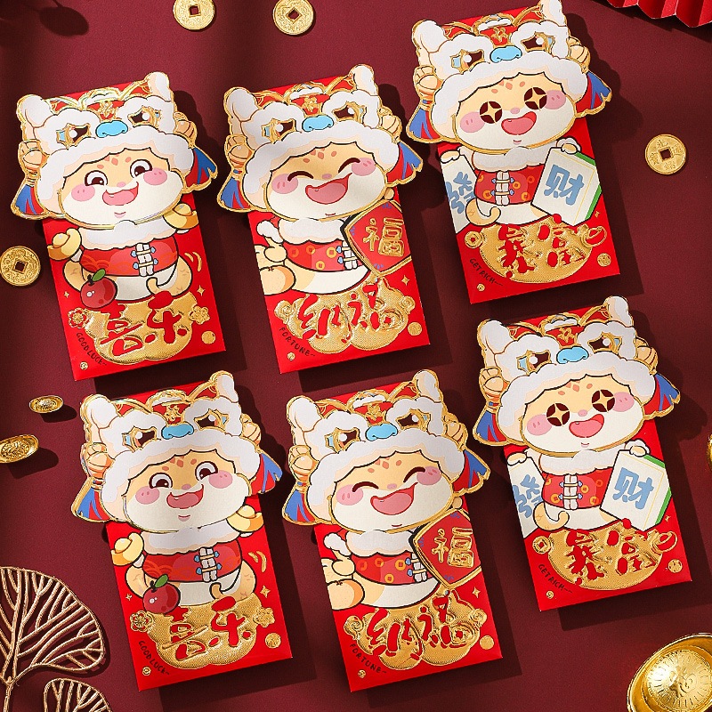 2025 6Pcs CNY Red Packet Spring Festival Red Envelope Cute Snake Angpao ...