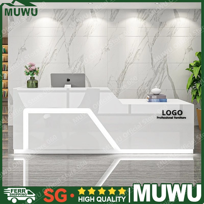 MUWU Reception Desk Modern Simple Counter Reception Desk Cabinet Table ...