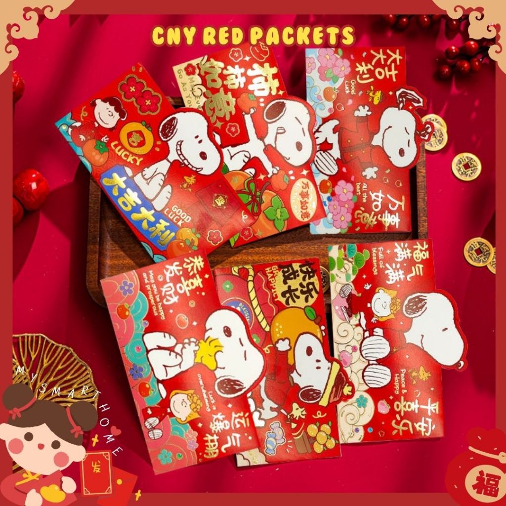6pcs SNOOPY Red Packet Red Envelopes Kids Elders Business Red Packet ...
