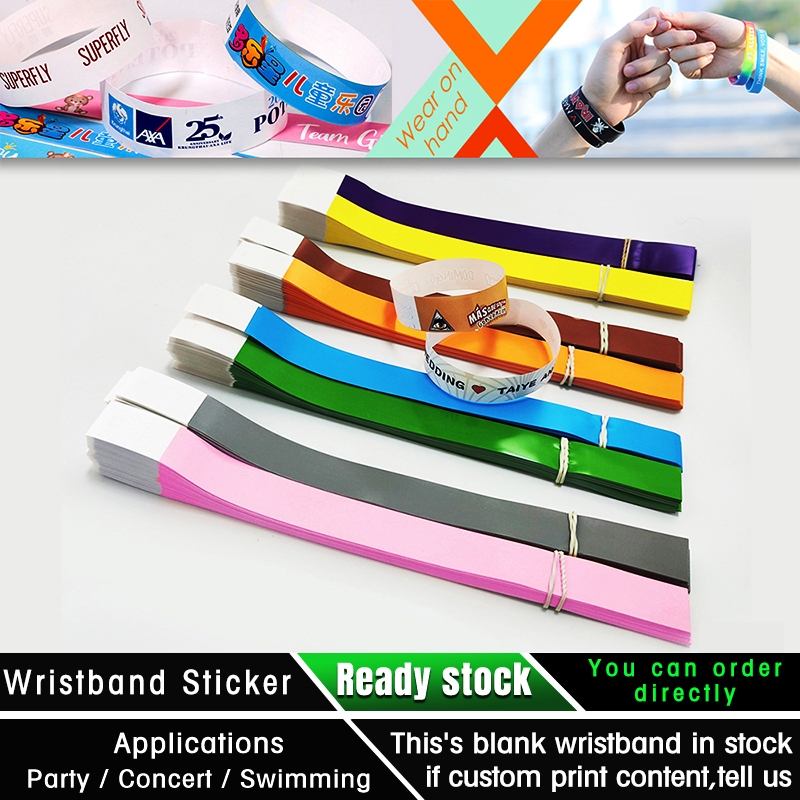 100pcs bracelet waterproof wristband tyvek hand sticker paper concert ...