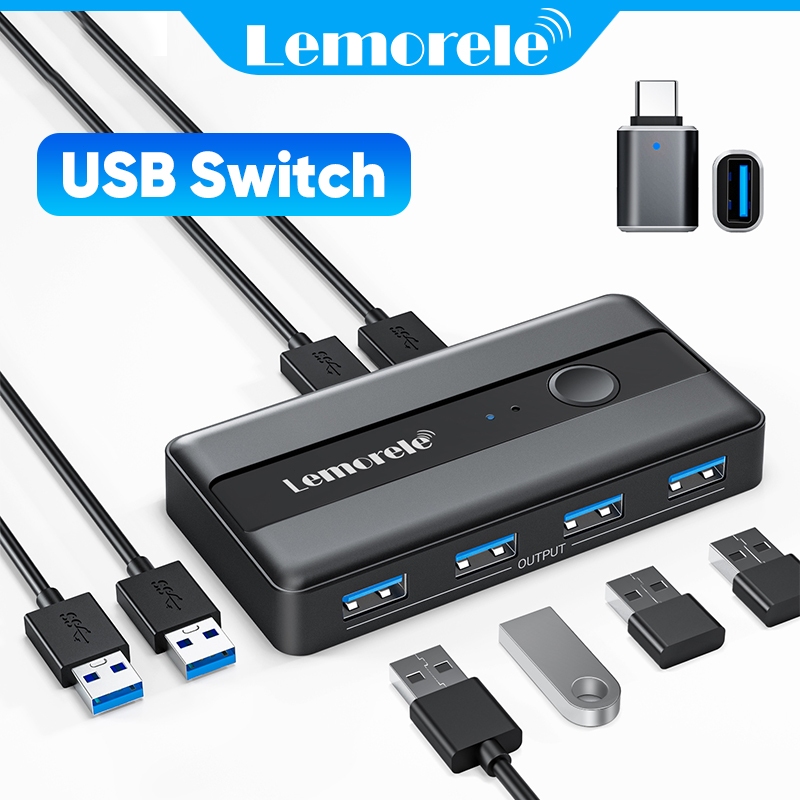 Lemorele Usb 3.0 Kvm Switch Usb C Switcher Selector Adapter Usb Hub For ...