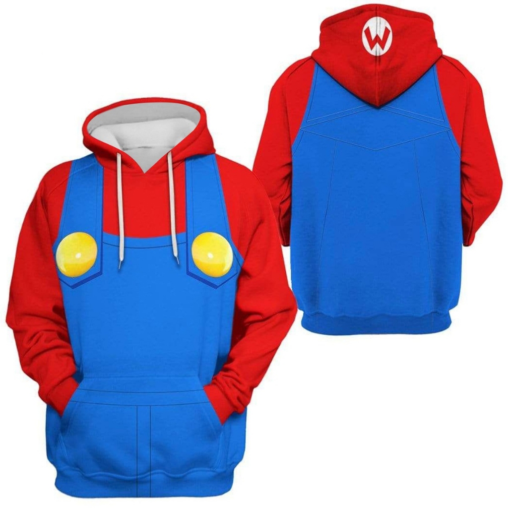 Super Mario Bros Hoodie Unisex Adult Long Sleeve Sweater Jacket Cosplay ...