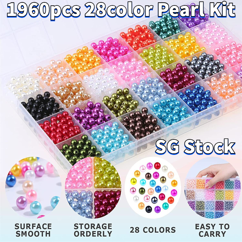 「SG Seller」1960pcs 6mm ABS Pearl Kit DIY Beads Bracelet Necklace ...
