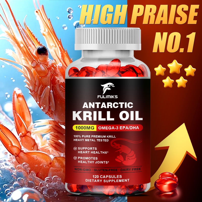 Antarctic Krill Oil 1000 mg, Omega-3 EPA, DHA, with Astaxanthin Sup Sourced from Red Krill, For ...