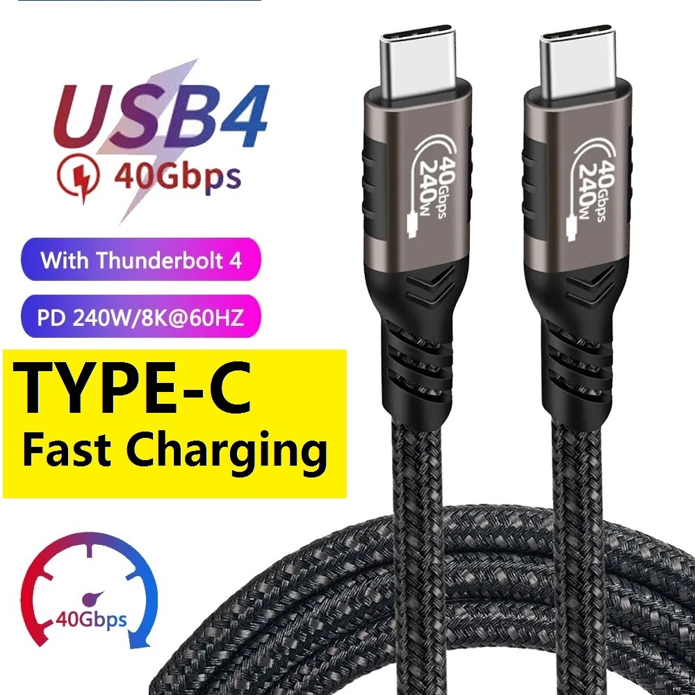 USB 4 40Gbps PD240W 5A 8K@60HZ Type-C Data Cable SuperSpeed Data Transfer Fast Charging | Shopee ...