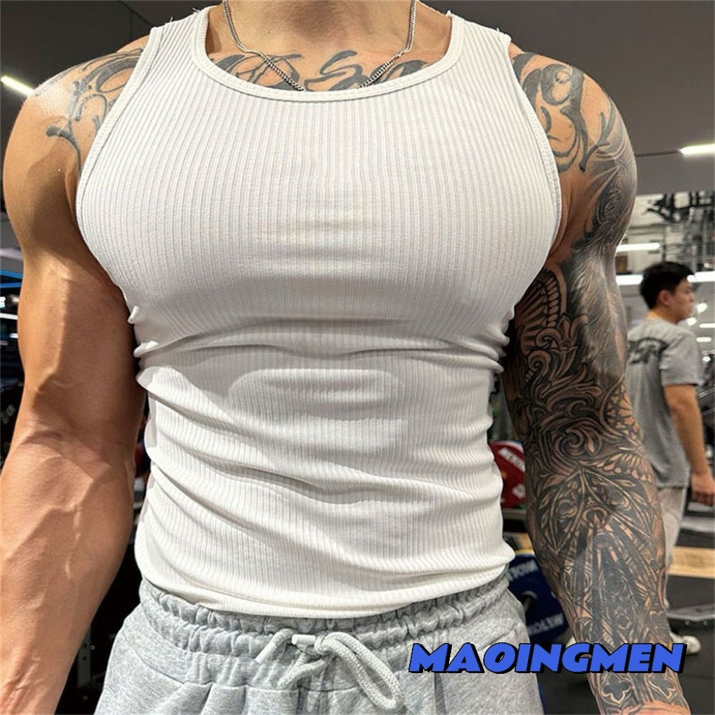 [MAOINGMEN] 2Pcs Singlet Men Quick-DryingT hreaded Sports Fitness Vest ...