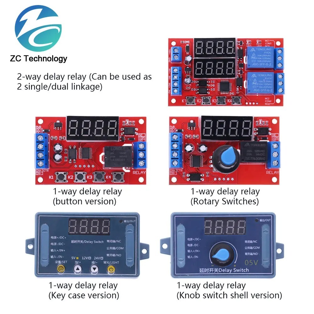 DC 5V 12V 24V 10A Adjustable Time Delay Relay Module 32 Modes LED ...