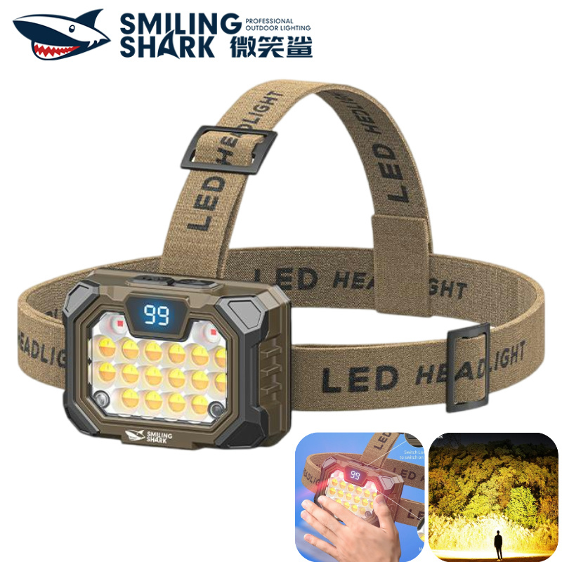 Smiling Shark TD0206 LED Headlight 5Mode White Warm Red Light Type-c ...