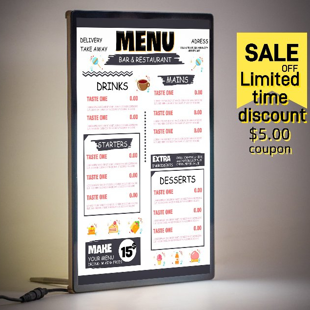 led menu light board a1 a2 a3 a4 led menu bord restaurant menu lightbox | Shopee Singapore