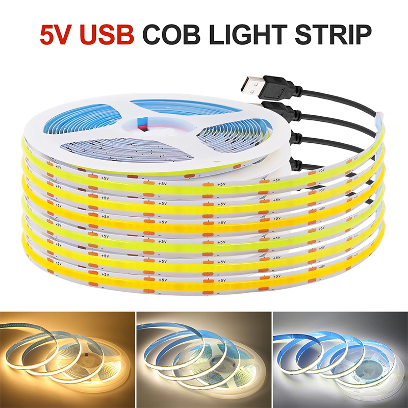 DC5V COB Led light strip with USB power supply 320LED/m high-density ...
