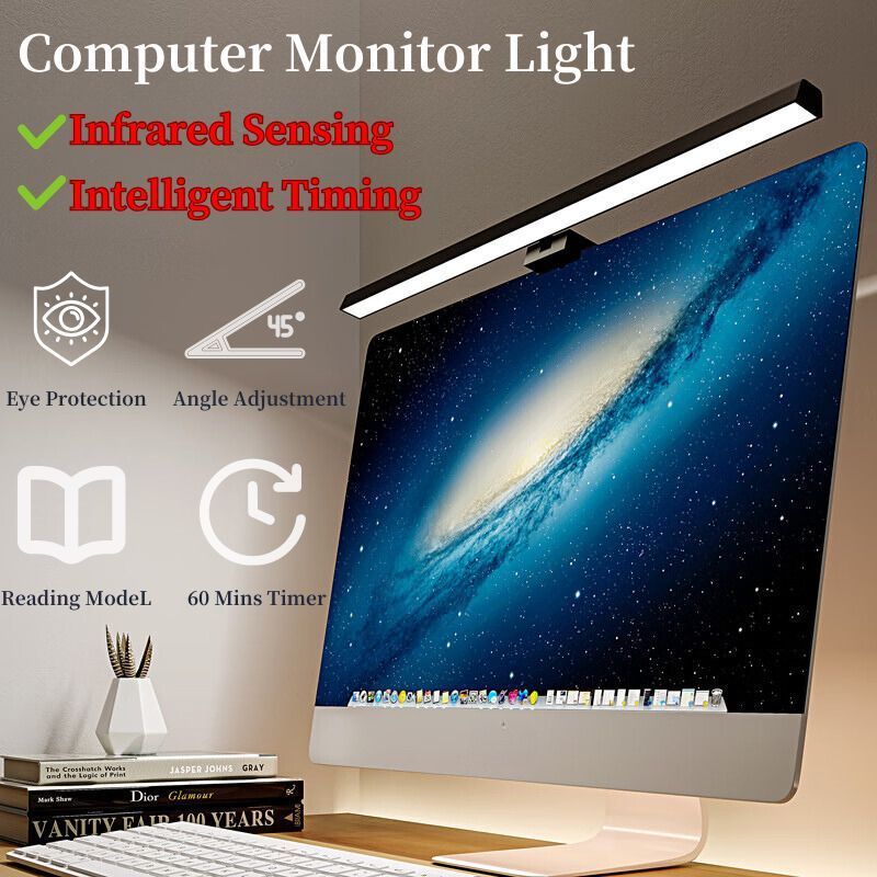 Monitor Light 50cm Adjustable LED Computer Screen Bar with Timer Laptop ...