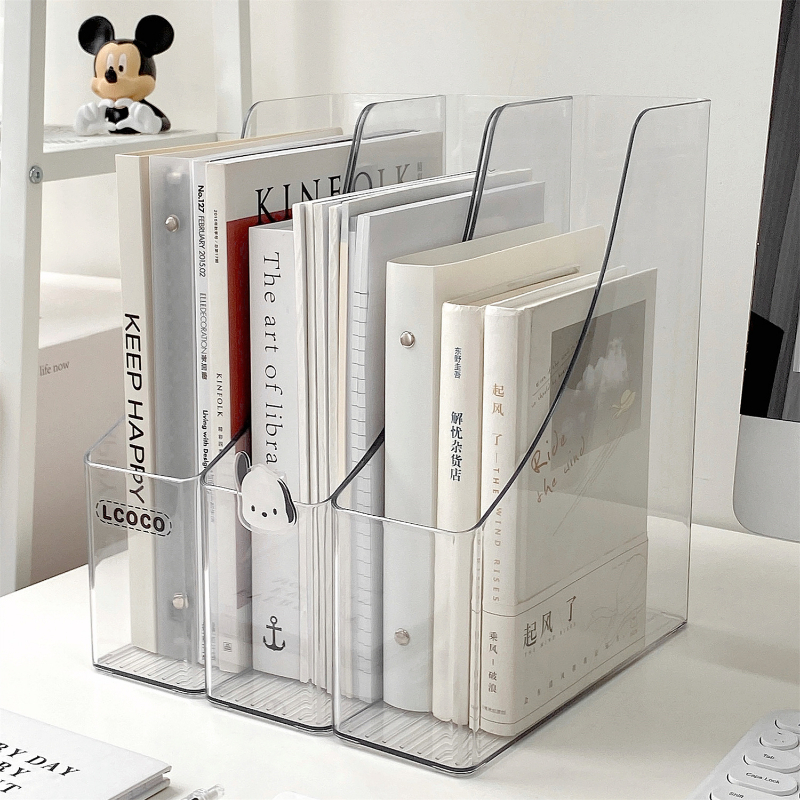 Transparent desktop file storage box Office materials student bookshelf ...